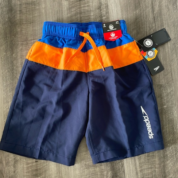 Speedo | Swim | New Speedo Swim Trunks Boys 12 Upf 50 Navy Blue Striped ...